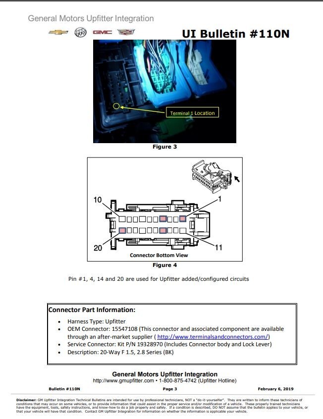 2014-2025 GM UPFITTER CHEVY GMC JUNCTION BLOCK CONNECTOR AUX SWITCHES ...
