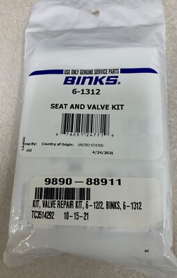 Binks 6-1312 Seat and Valve Kit | eBay