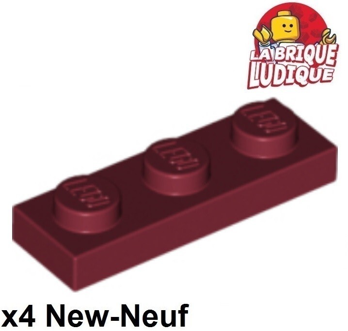 LEGO 4x Plate Flat 1x3 3x1 Red Dark / Dark Red 3623 New | eBay