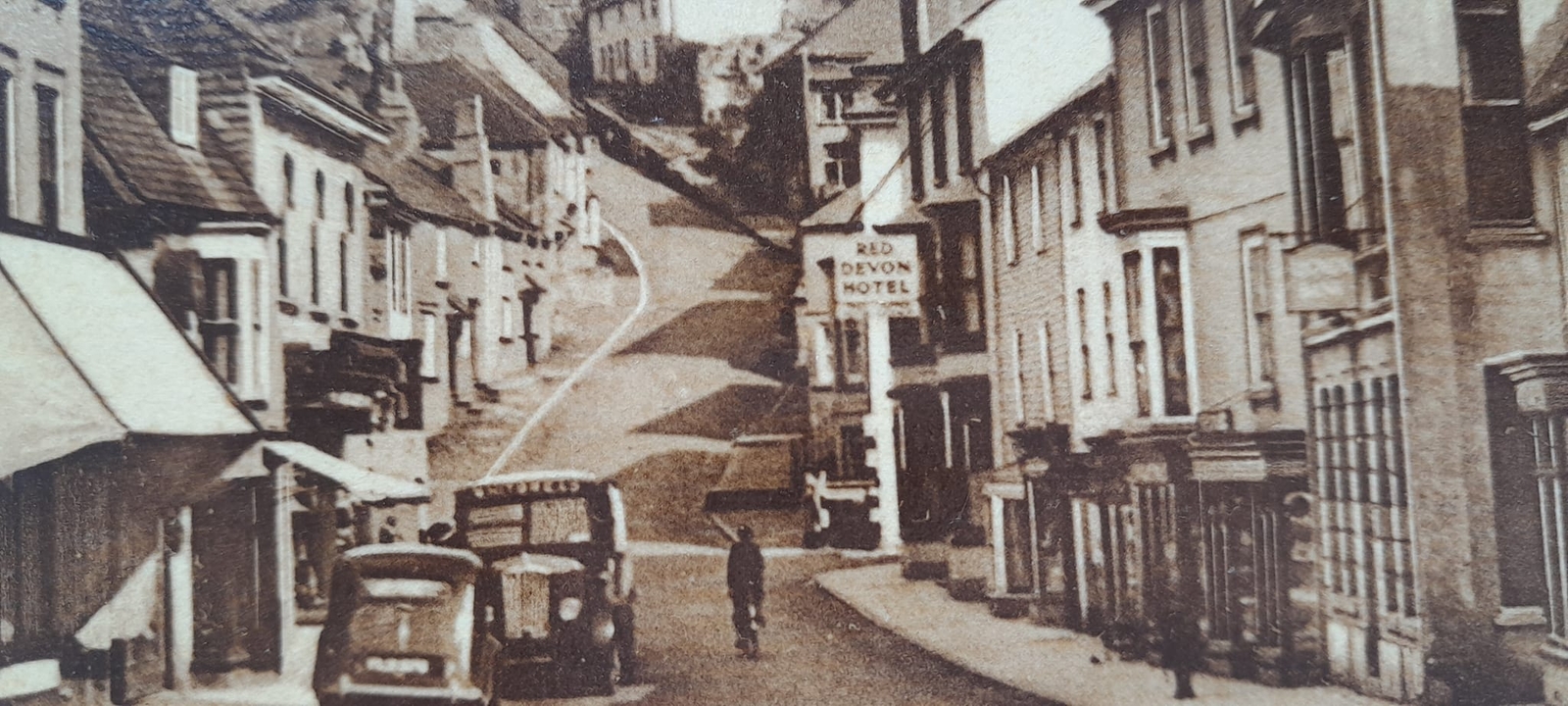 Vintage postcard Broad Street village view Modbury South Hams Devon ...