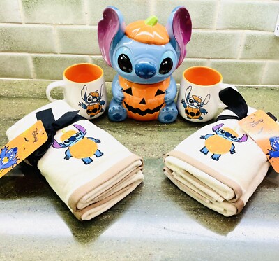 Disney Stitch Halloween Pumpkin Canister, Mug & Towel Set | eBay