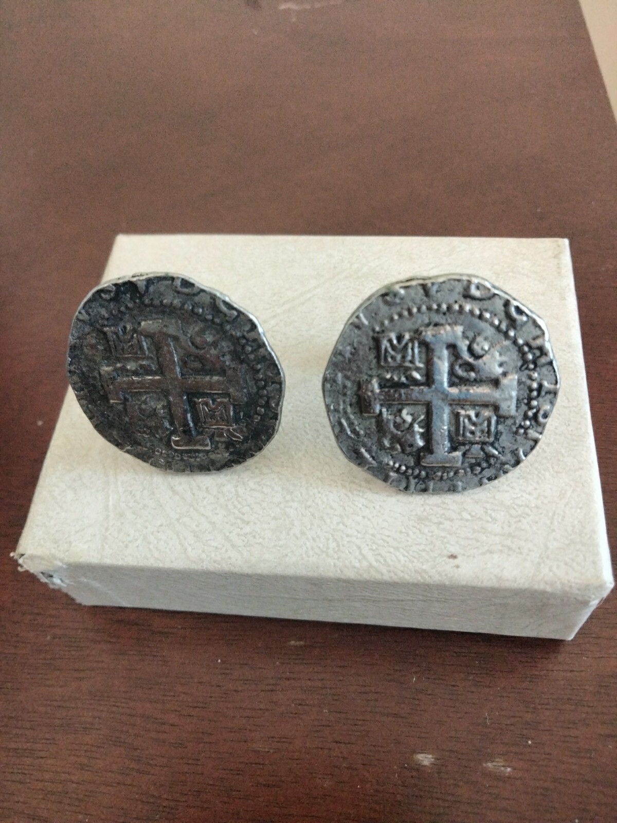 Vintage Cufflinks Spanish Coin Double Sided - Gem