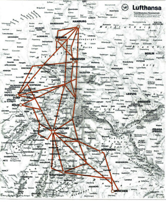 Old Aviation Airlines Route Map Plasticizer Lufthansa 1960s | eBay UK