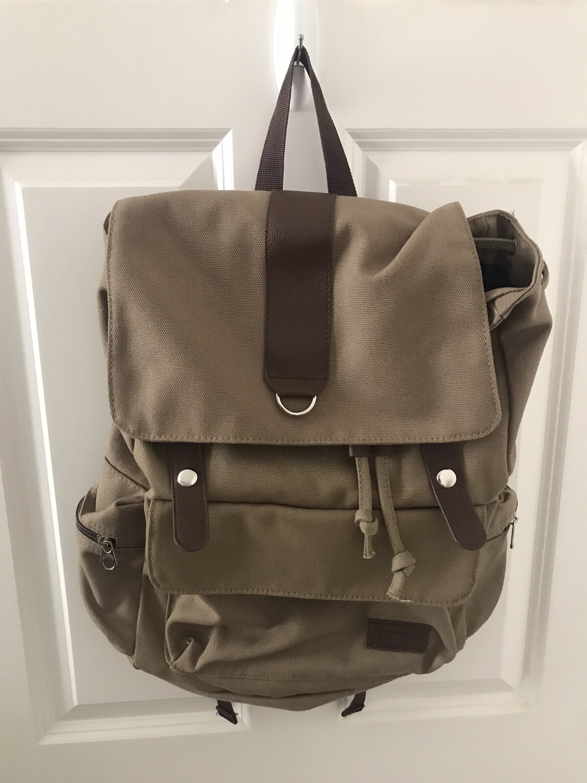 BELLA RUSSO Backpack Unisex Khaki Canvas Drawstring | eBay