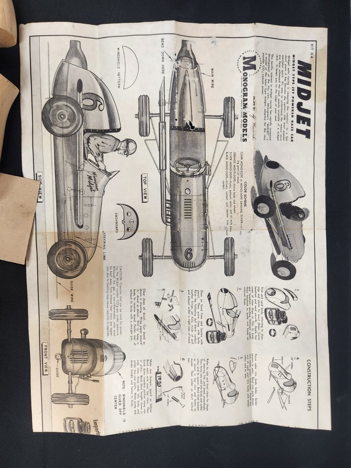 Vintage Balsa Car kit Monogram MidJet jet powered car R-4 1948 ...