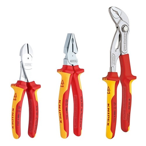 KNIPEX Elektro-Kraft-Satz - 3-tlg. VDE Zangen-Set - inkl. WaPu-Zange ...
