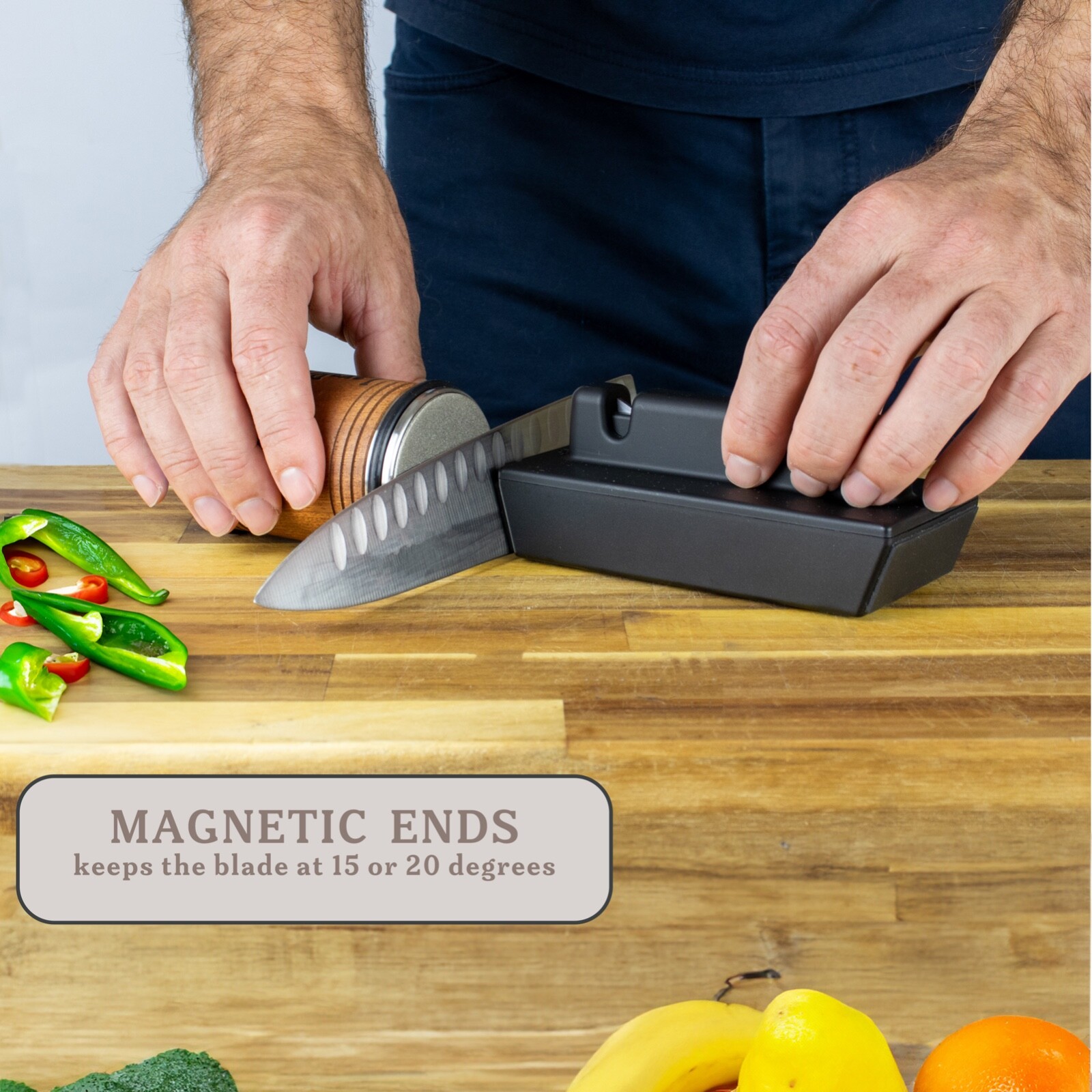 Rolling knife sharpener kit, diamond steel, magnetic edge with roller ...