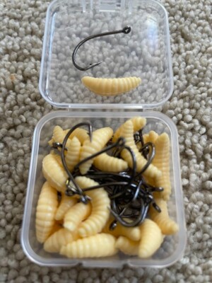 20x #10 BH Rubber Worm Grub Honey Gold Wet Fly Trout, Crappie Pan Fish ...