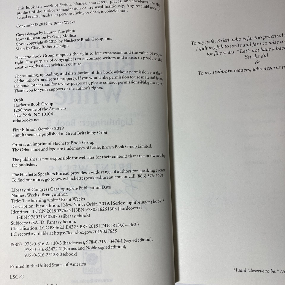 *SIGNED - The Burning White (Lightbringer Series, Book 5) by Brent ...