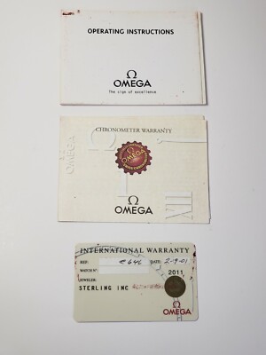 OMEGA INTERNATIONAL WARRANTY CARD AND CHRONOMETER BOOKLET SET 2531.80 ...