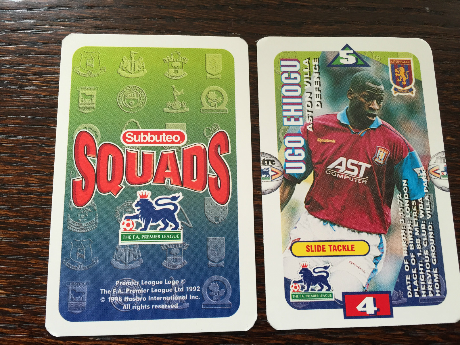 Subbuteo Squads 1996 Trading Card: Aston Villa - UGO EHIOGU | eBay