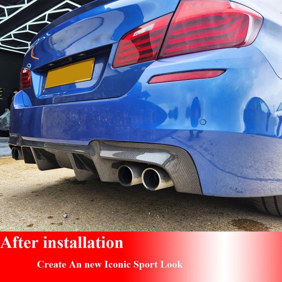 REAL CARBON Rear Bumper Lip Diffuser For BMW F10 528i 530i 550i M-Sport ...