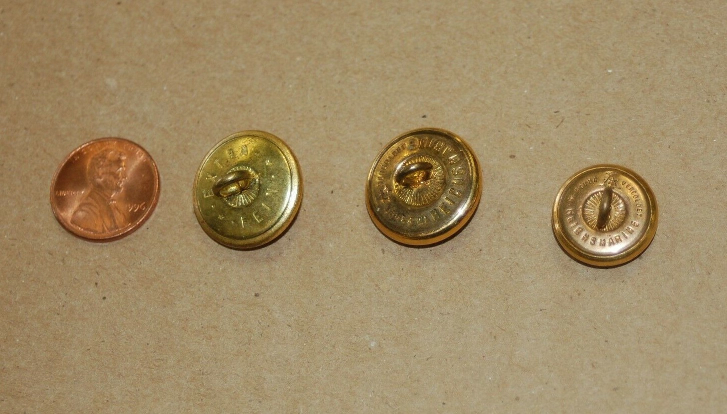 WW2 AUTHENTIC GERMAN NAVY BUTTONS (1) EXTRA FEIN (2) REICHSMARINE - LOT ...