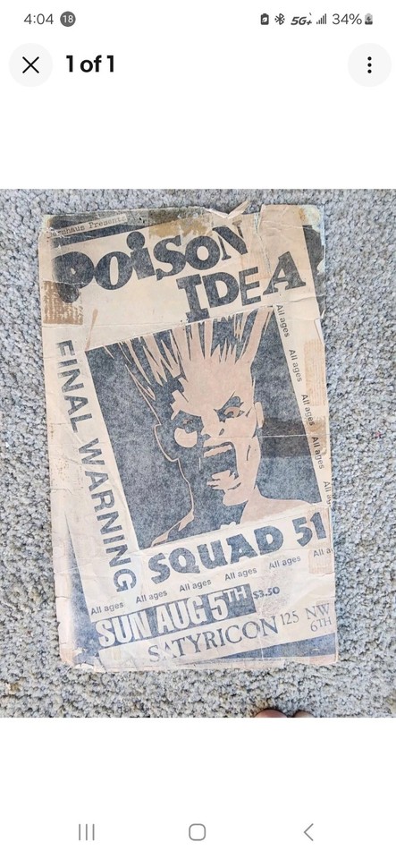 Poison Idea Vtg Punk Memorbilia Flyer | eBay