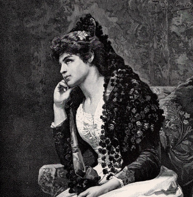 CATARINA - Victorian Spanish Beauty with Fan and Mantilla 1892 Antique ...
