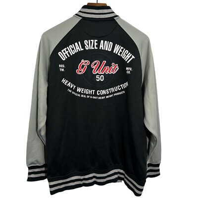 G Unit Vintage Black Gray Spell Out 50 Cent Full Zip Varsity Jacket Hip ...