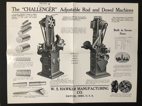 W.S. Hawker Manufacturing Rod and Dowel Machines c1920's 14" x 18 ...