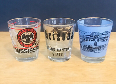Shot Glasses Set Of 3 Different States; Arizona, Tennessee ...