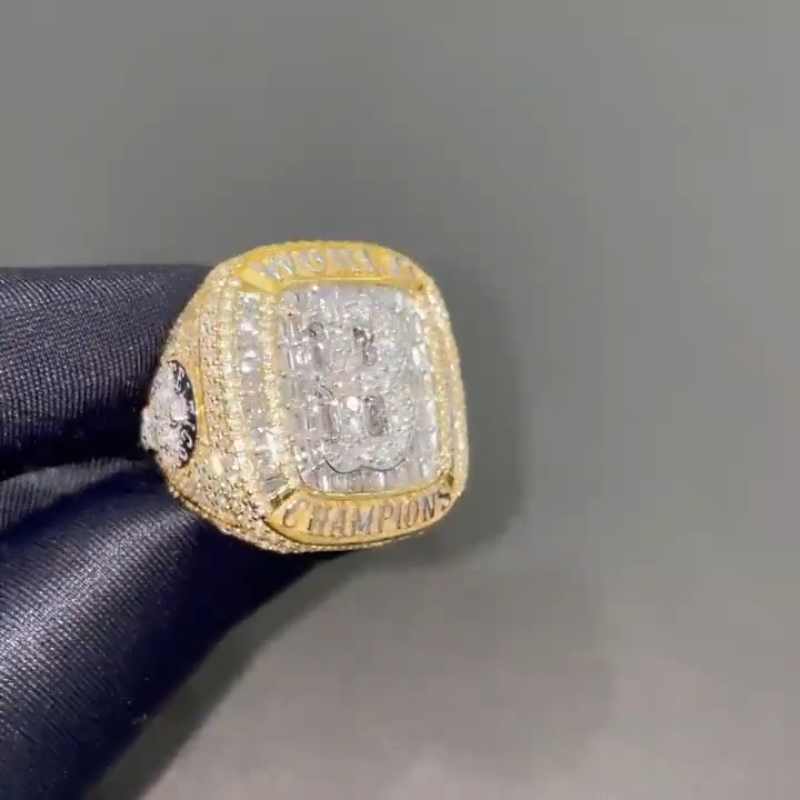 10CT Men's Iced out Championship VVS Moissanite Hip Hop Ring 925 ...