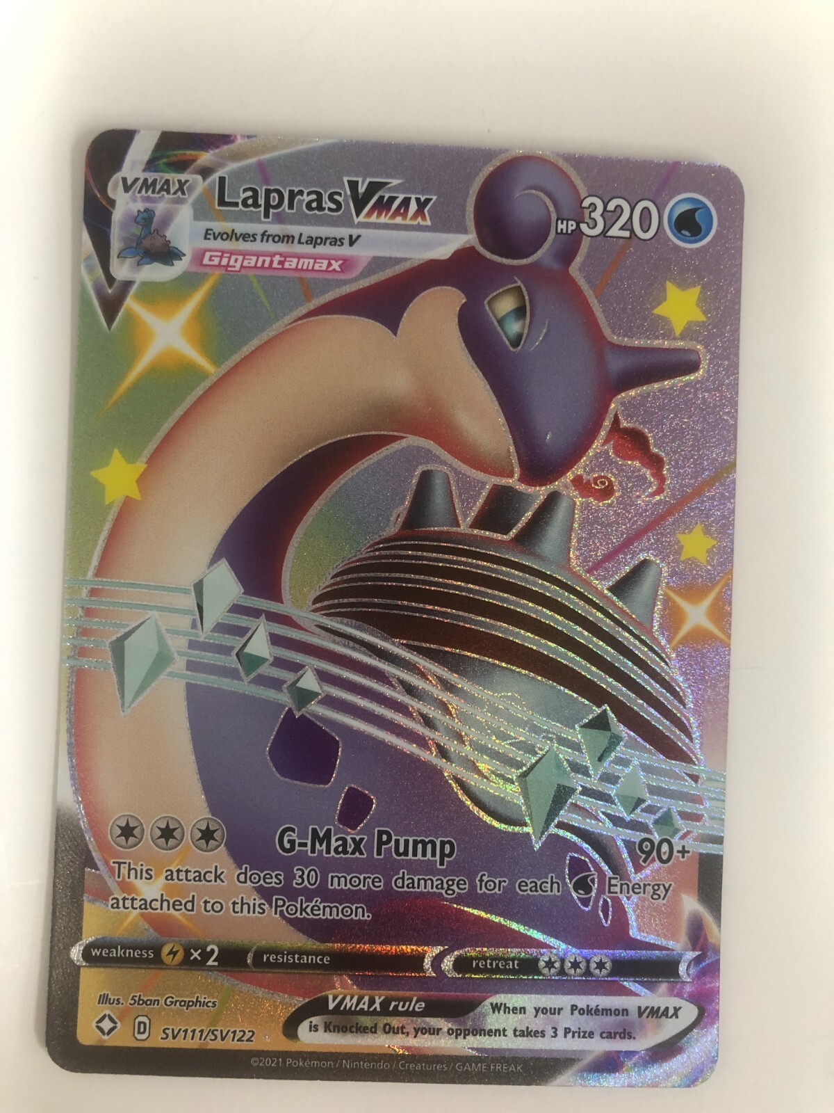Pokemon Lapras VMAX Shining Fates Shiny Vault 2021 Foil NM SV111/SV122 ...