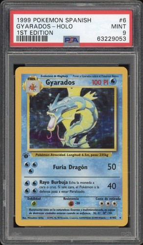 1999 Pokemon SPANISH 1st Edition Base Set Gyarados Holo 6/102 PSA 9 ...