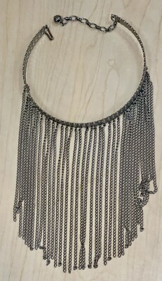 Vintage Silver Chain Choker Necklace w Waterfall Chains 9 Inches Long ...