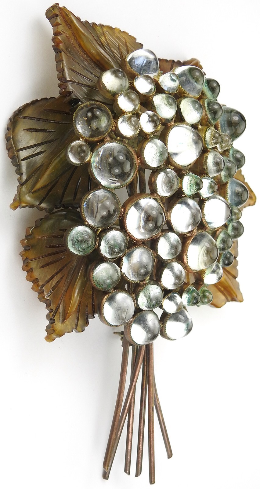 Giant Jewels of Fantasy Bakelite Leaves & Crystal Sph… - Gem