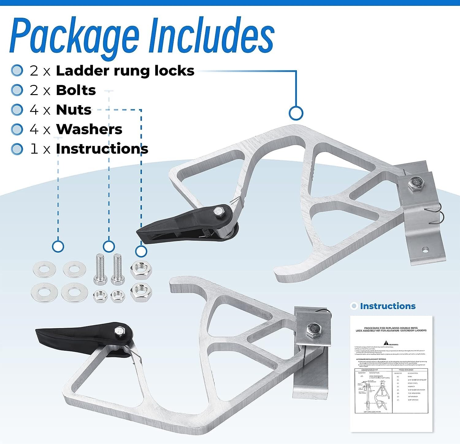 Aluminum Extension Ladder Locks for Werner 28-11 Rung Lock Kit ...