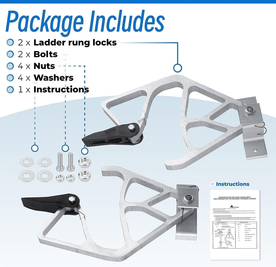Aluminum Extension Ladder Locks for Werner 28-11 Rung Lock Kit ...