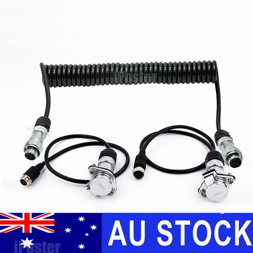 4M Heavy Duty Spring Trailer Cable Suzy Coil+2x 5PIN Metal Connector ...