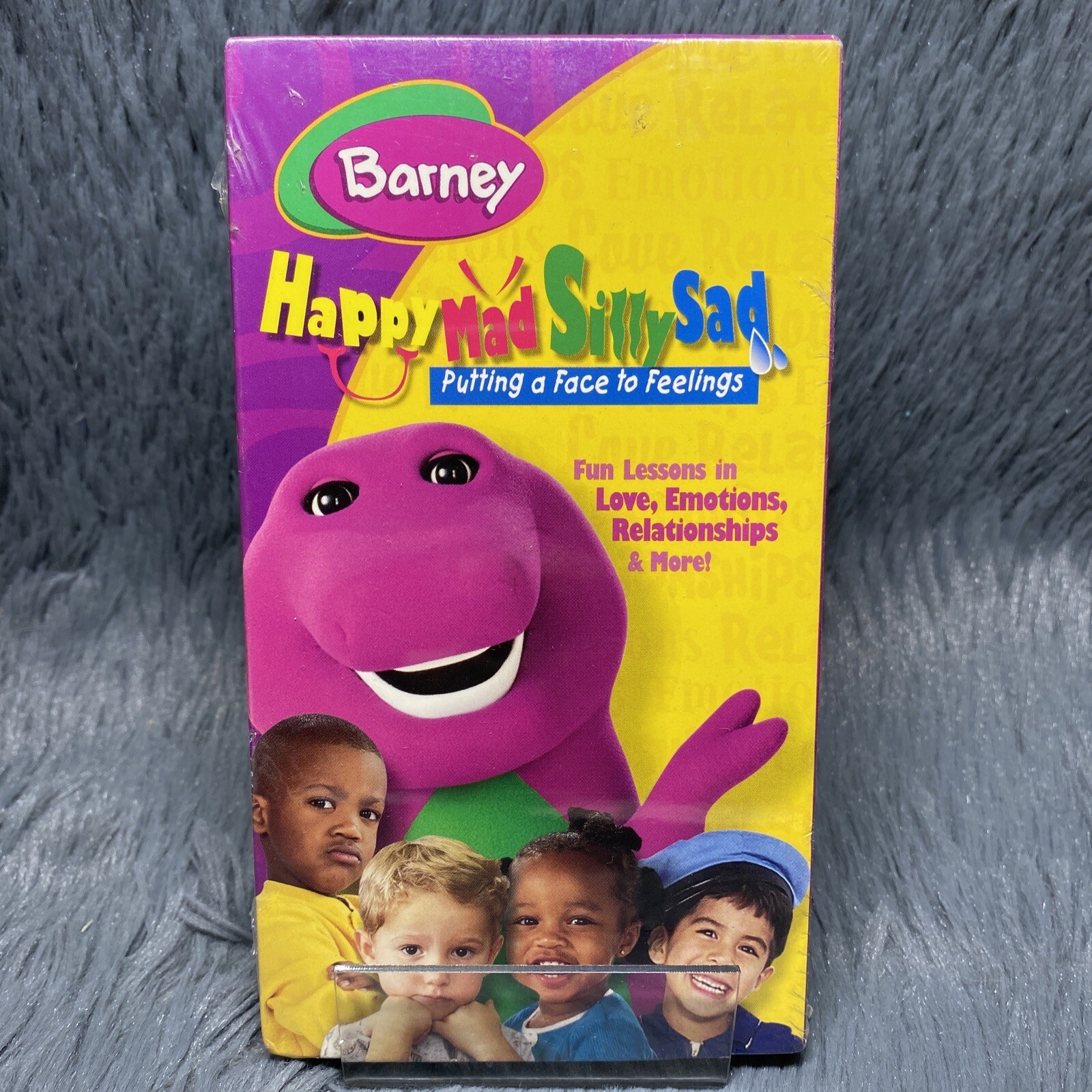 Barney Happy, Mad, Silly, Sad VHS Putting A Face To Feelings White Tape ...