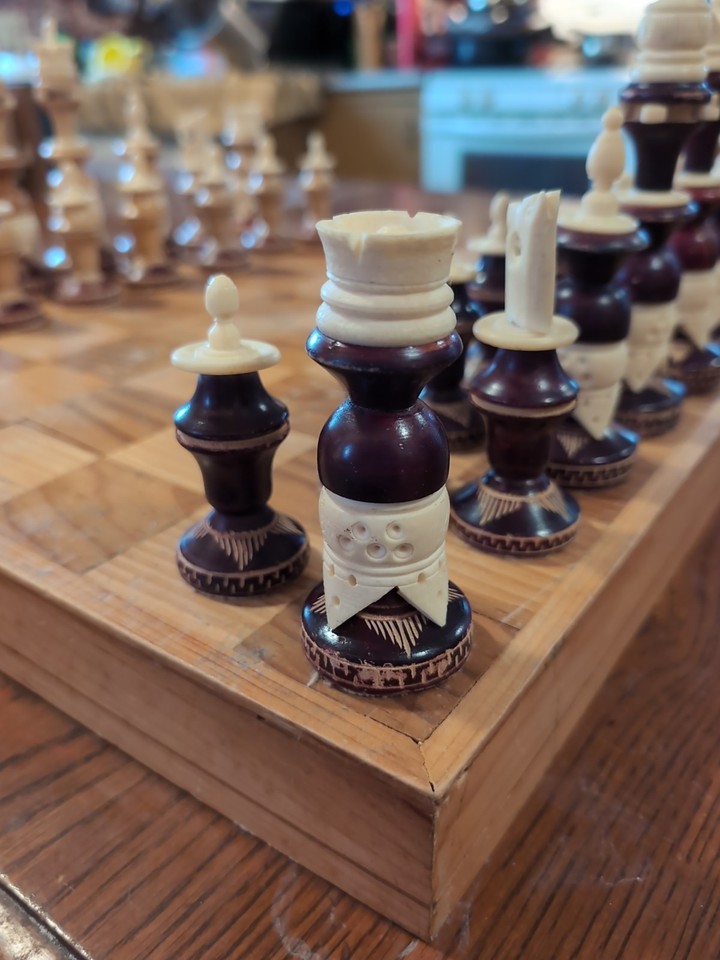 Antique Carved Bone Chess *See Descrip* | eBay