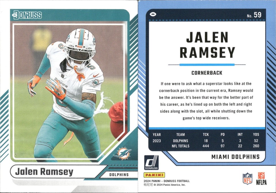 Jalen Ramsey Lot of 9 Football Cards Miami Dolphins NFL-26105 | eBay