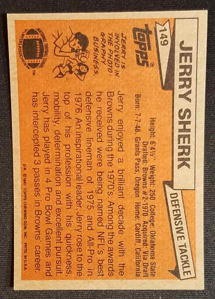 1981 Topps #149 Jerry Sherk Cleveland Browns NM-MINT | eBay
