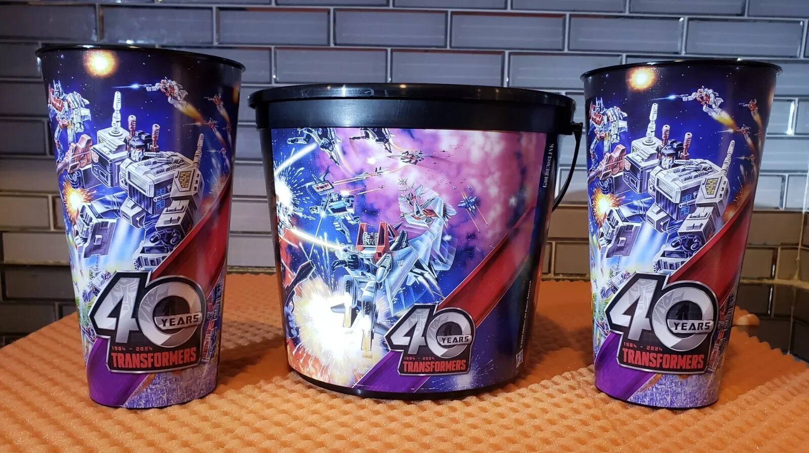 New 2024 Transformers 40th Anniversary 1 popcorn bucket + 2 cups ...