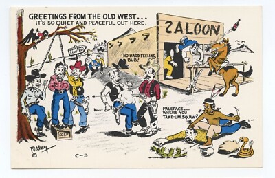Old West Cowboy Hanging Saloon Comic Art Humor Petley Laff Postcard | eBay