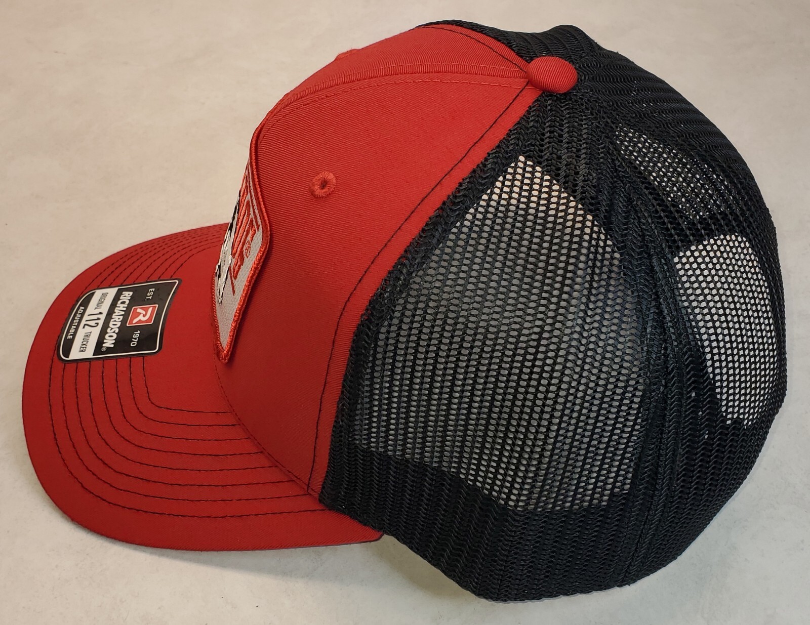 Bush Hog Patch on Richardson 112 Trucker Hat Snapback Red/Black | eBay