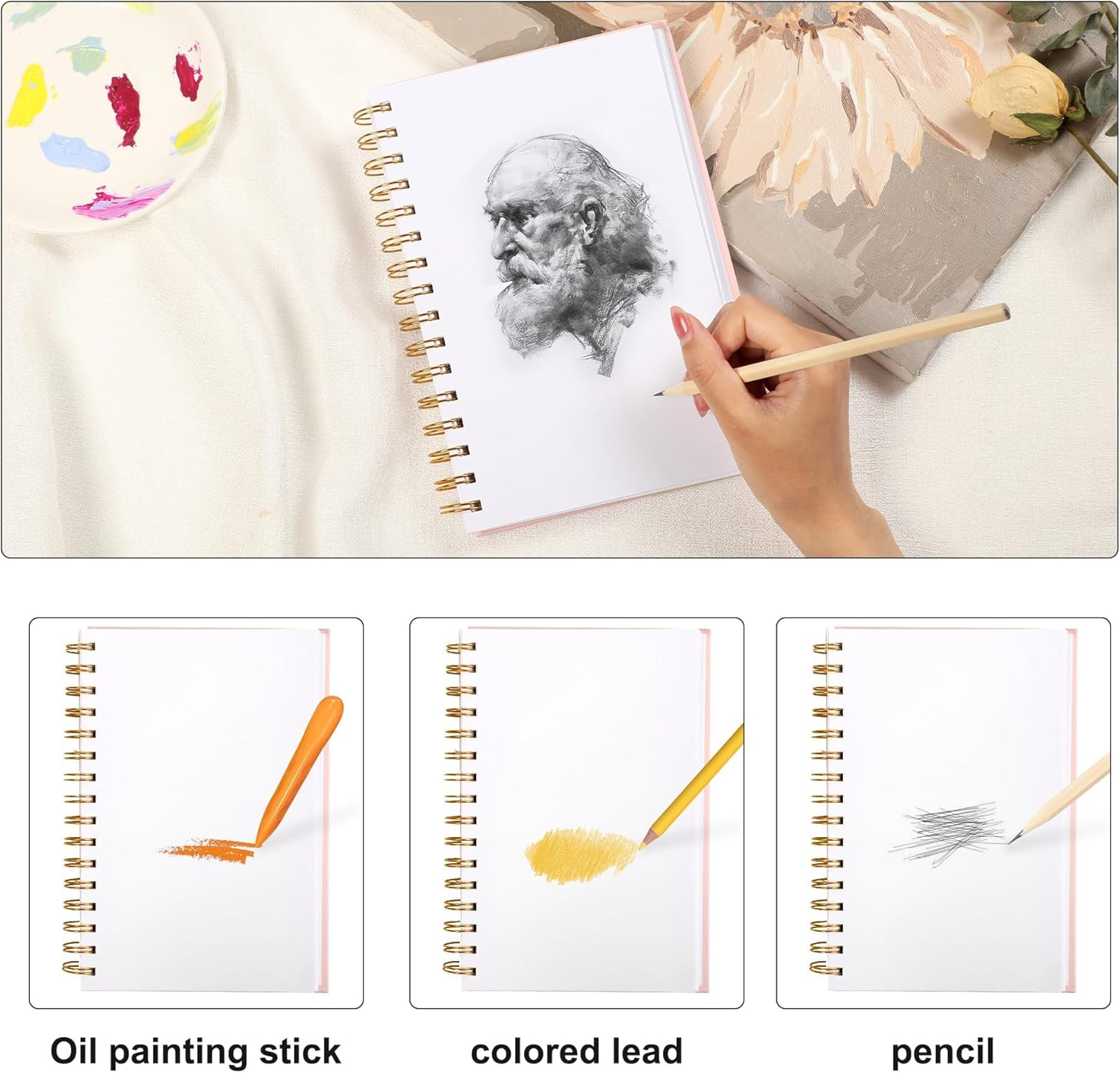 5.5" X 8.5" Sketch Small Sketchbook for Drawing 100 Sheets Hardcover ...