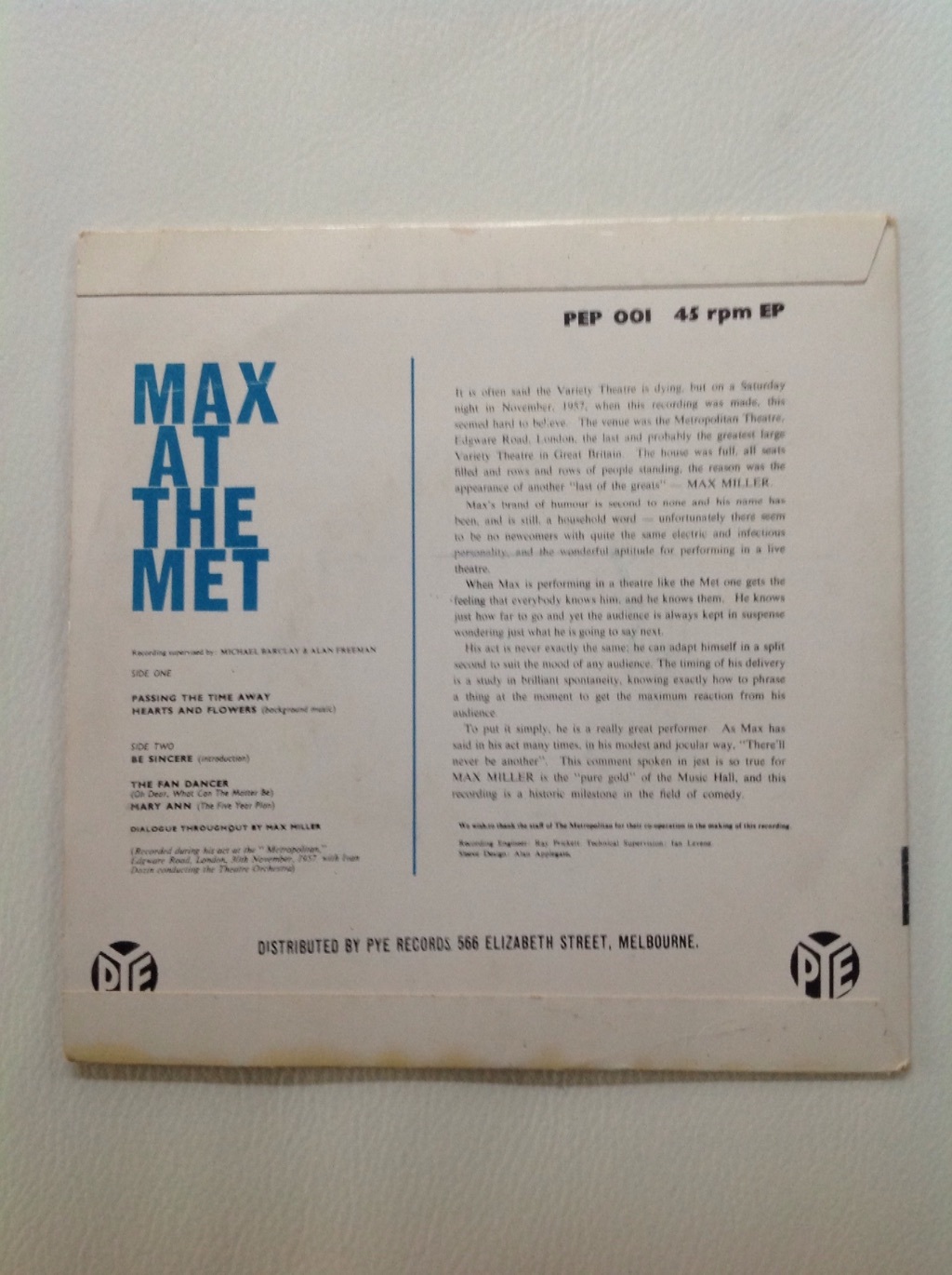 Max Miller - Max At The Met 1958 PEP 001 45 RPM EP | eBay Australia