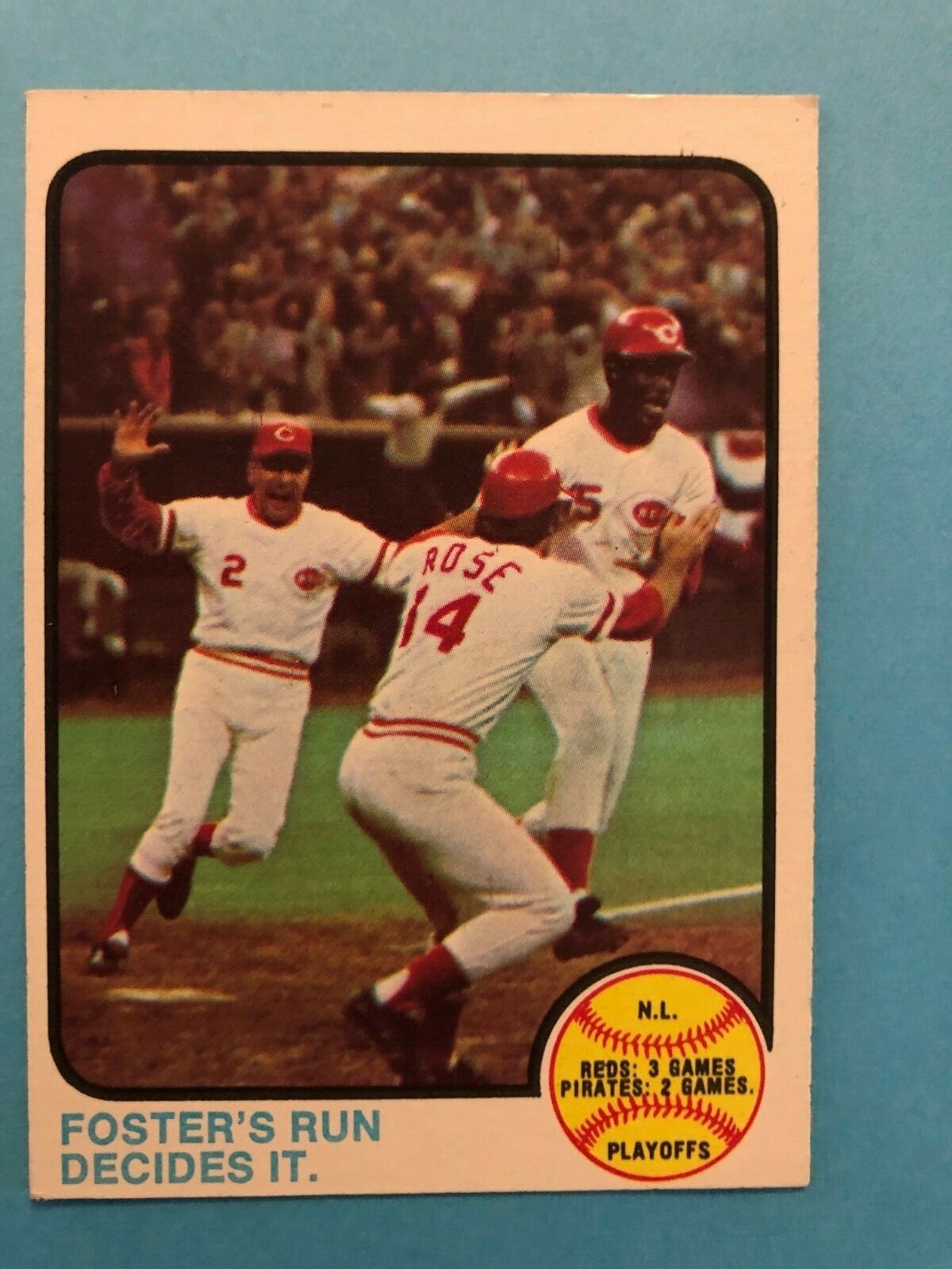 1973 Topps #202 Foster's Run Decides It. Reds NL Playoffs | eBay