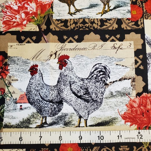 Chickens Hens Rooster Farm Fabric Cotton BTY By the Yard Farmhouse ...
