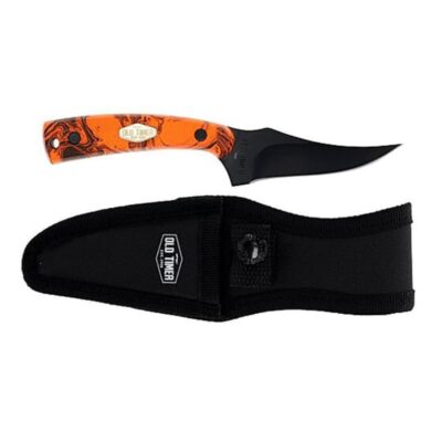 Old Timer Schrade SharpFinger Knife Orange Camo Handle, Black Blade ...