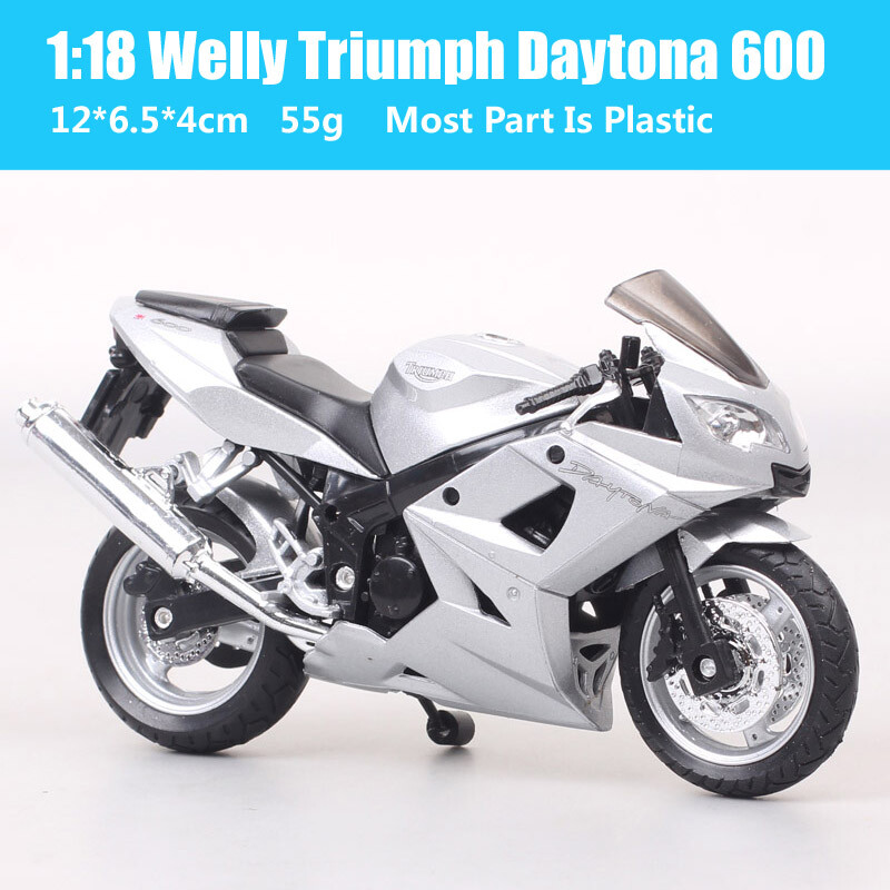 1:18 Scale Welly 2004 Triumph Daytona 600 Motorcycle Model Bike Toys ...