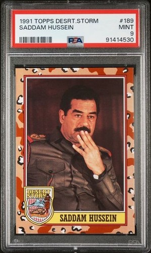 1991 Topps Desert Storm #189 Saddam Hussein PSA 9 Mint Rookie Card RC ...