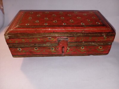 Antique Persian Middle East Wood Trinket Box Arabic Hand Painted 19th C ...