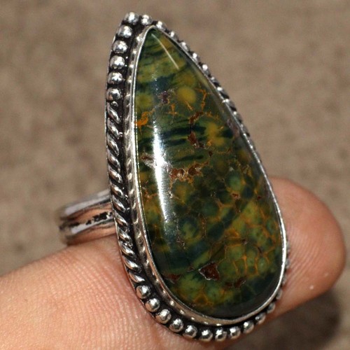925 Silver Plated Ocean Jasper Ring Handmade Gemstone Handmade US 7.5 ...
