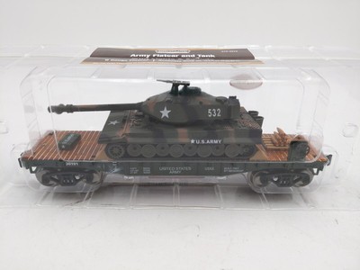 Menards 279-3572 O Gauge U.S. Army Flat Car w/ Operating Sounds Tank MT ...