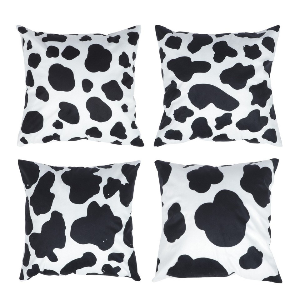 4 Pcs Cow Prints Plush Cushion Covers Throw Pillow Covers for Home ...