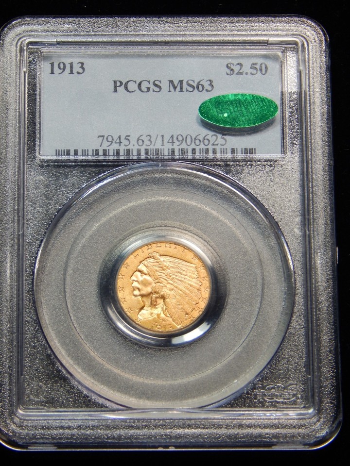 1913 $2.50 Gold Indian Quarter Eagle MS-63 PCGS/CAC, Original! Looks ...