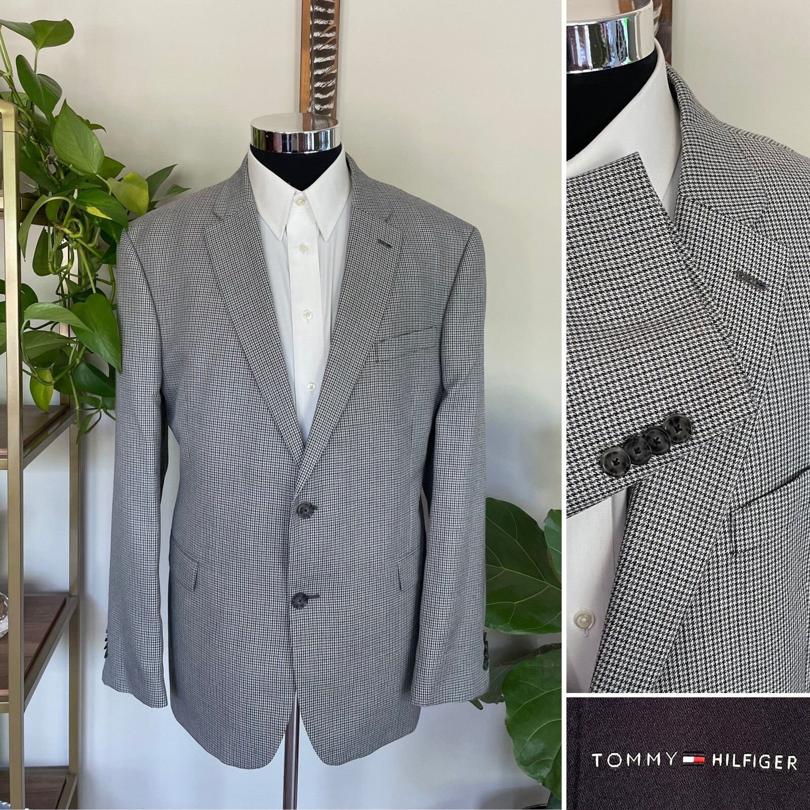 Tommy Hilfiger Mens Two Button Blazer Poly Blend Sport Coat Jacket Size ...